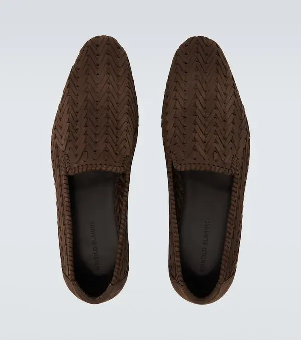 Manolo Blahnik Mario Suede Loafers - Brown