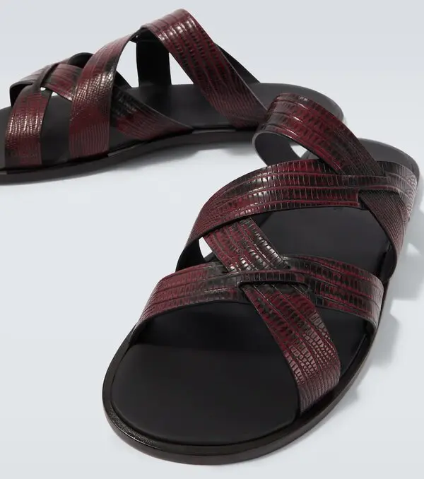 Manolo Blahnik Marvin Croc-effect Leather Slides