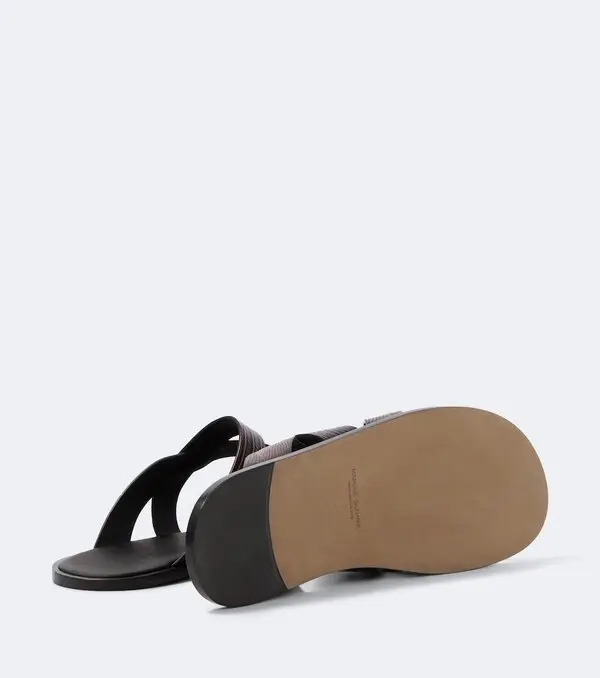 Manolo Blahnik Marvin Croc-effect Leather Slides