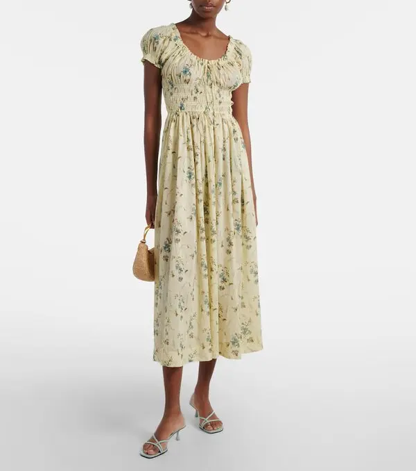 DÔEN Ashlynn Floral Cotton Midi Dress - Multicoloured