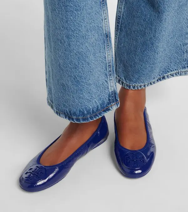 Tory Burch Reva Travel Leather Ballet Flats - Blue