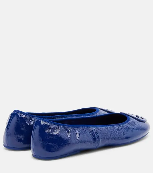 Tory Burch Reva Travel Leather Ballet Flats - Blue