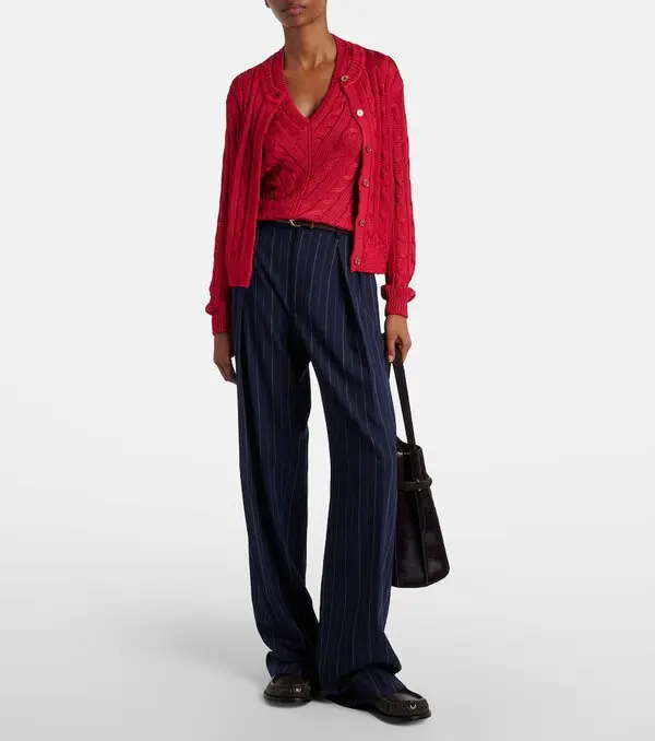 Ralph Lauren Cable-knit Halterneck Silk Top - Red