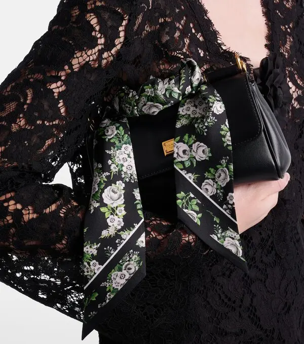Dolce & Gabbana Floral Silk Twill Scarf - Black