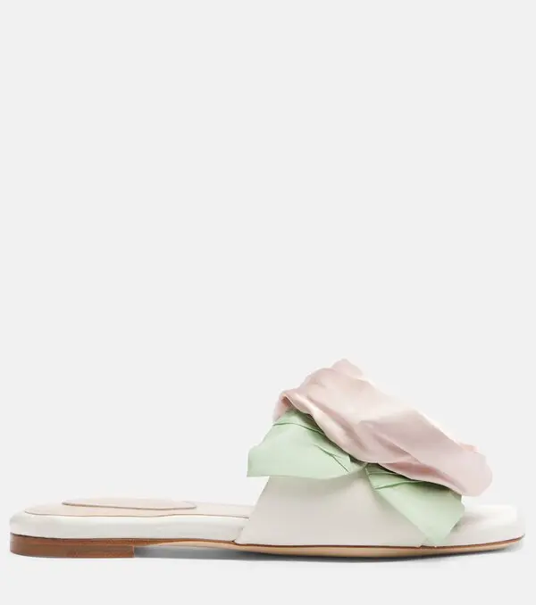 Simone Rocha Floral-appliqué Satin Slides