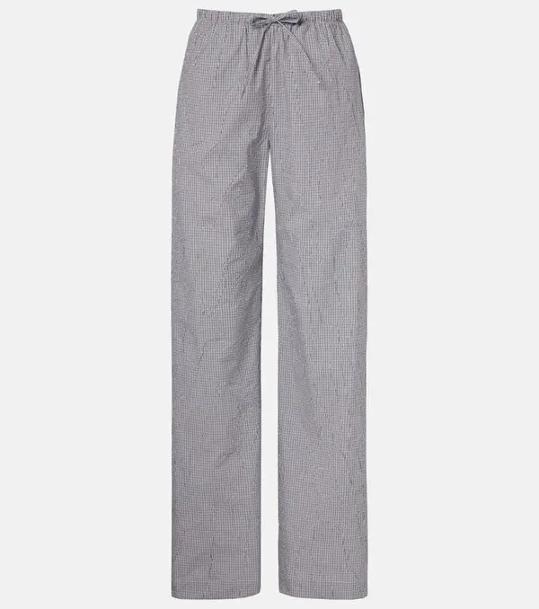 RÓHE Checked Cotton-blend Pajama Pants - Grey