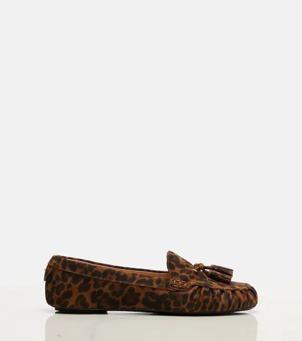 GIANVITO ROSSI Thea Leopard Print Suede Loafers - Brown