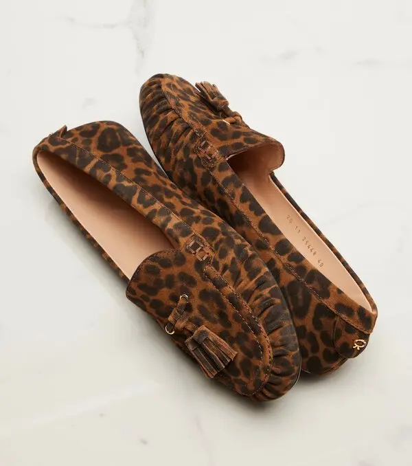 GIANVITO ROSSI Thea Leopard Print Suede Loafers - Brown