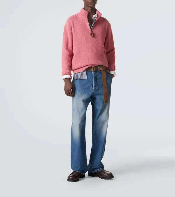 Plan C Belted Straight Jeans