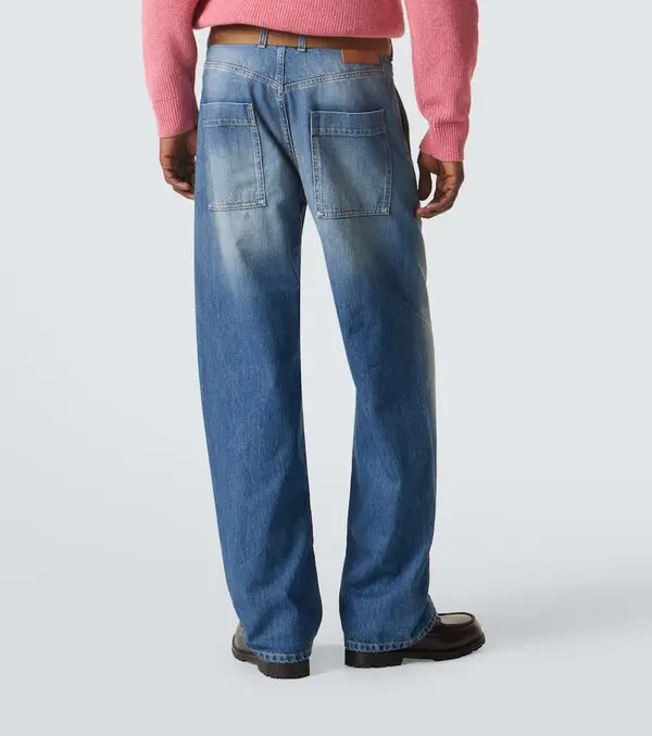Plan C Belted Straight Jeans