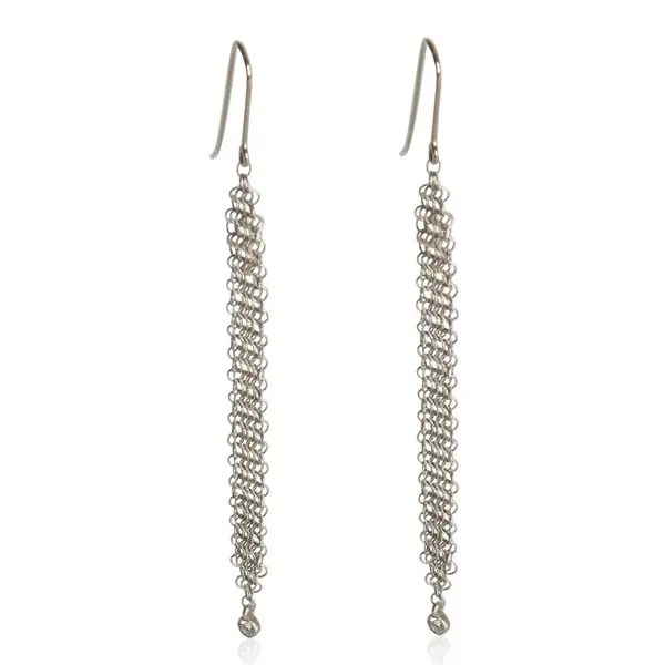 Tiffany & Co. Elsa Peretti Diamond Mesh Earrings - Sterling_silver
