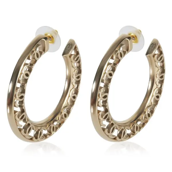 Chanel Gold-plated Cc Hoop Earrings - Gold_plated