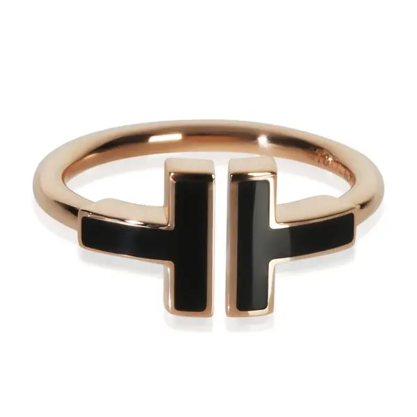 Tiffany & Co. Rose Gold Onyx T Wire Ring - Rose_gold