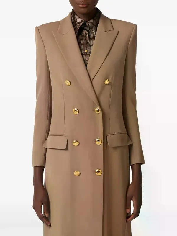 Elisabetta Franchi Double-breasted Gabardine Coat - Brown