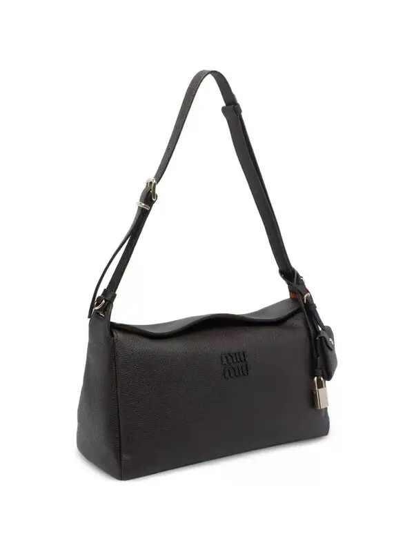 Miu Miu Leather Shoulder Bag With Padlock - Brown