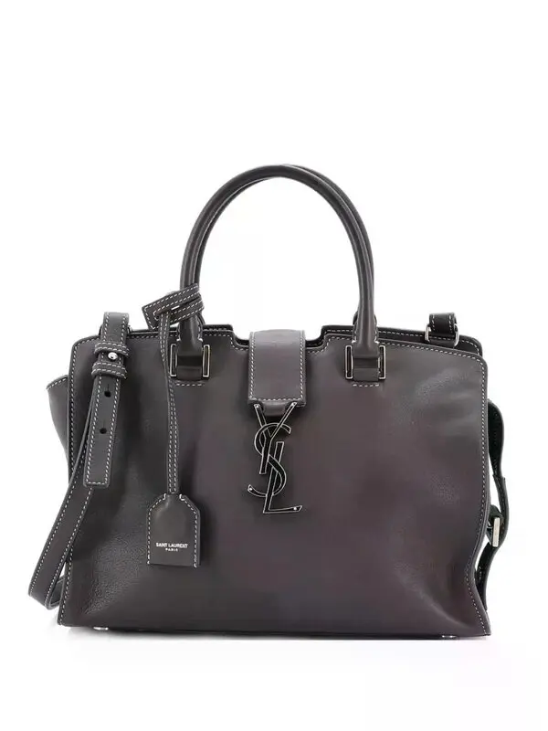 Saint Laurent Monogram Cabas Baby Satchel - Grey