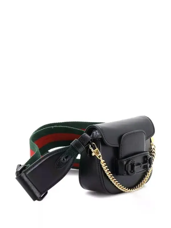 Gucci Horsebit 1955 Flap Wallet With Strap - Black