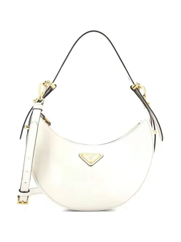 Prada Arque' Half Moon Leather Hobo Bag - White