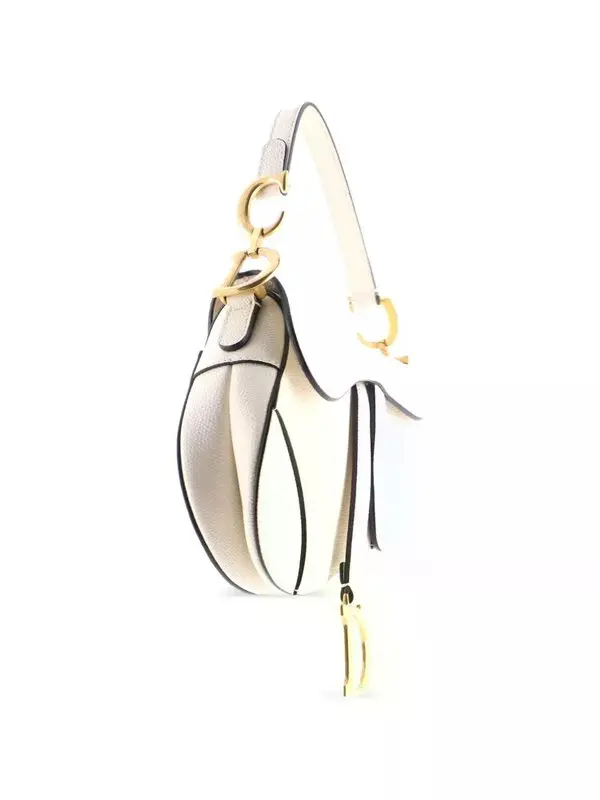 Dior Saddle Handbag Leather Mini Shoulder Bag - White