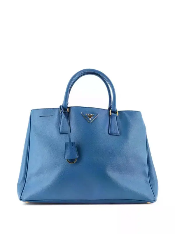 Prada Lux Saffiano Leather Large Tote Bag - Blue