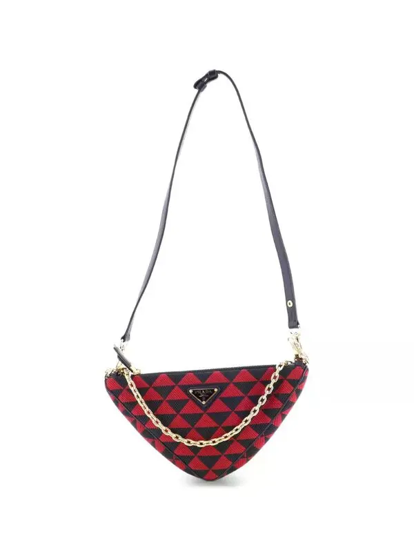 Prada Double Symbole Triangle Mini Shoulder Bag - Black