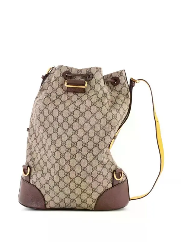 Gucci Neo Vintage Drawstring Bucket Gg Coated Canvas Large Backpack