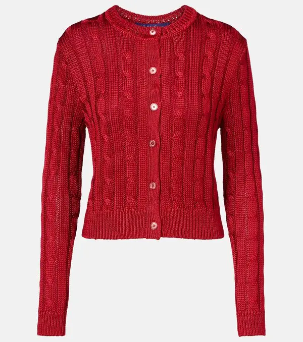 Ralph Lauren Cable-knit Silk Cardigan - Red