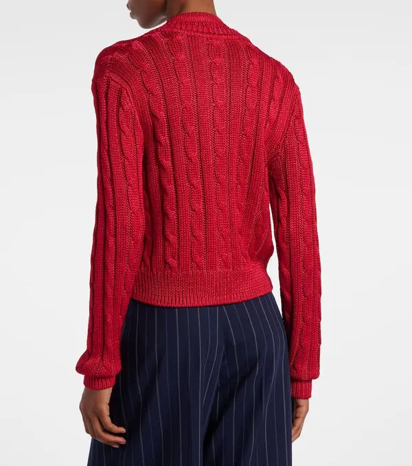Ralph Lauren Cable-knit Silk Cardigan - Red
