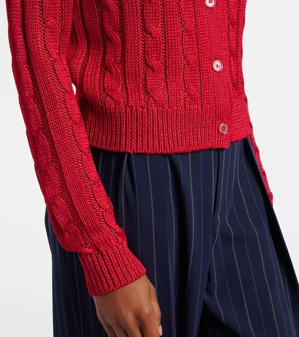 Ralph Lauren Cable-knit Silk Cardigan - Red