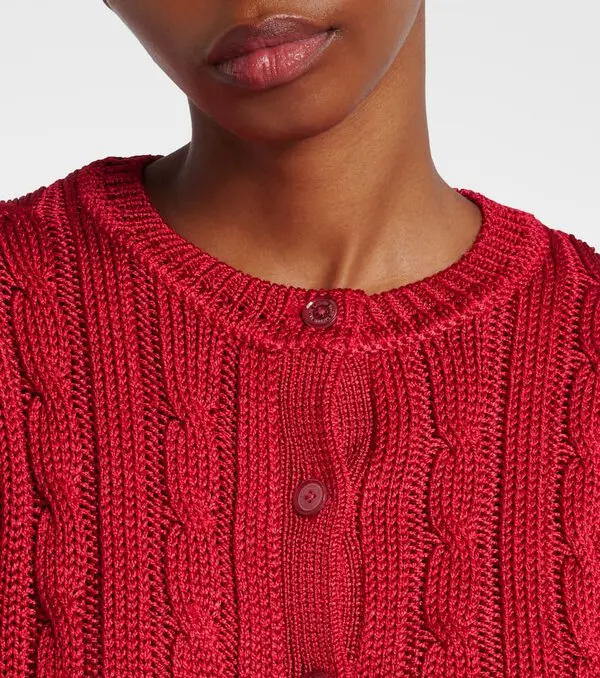 Ralph Lauren Cable-knit Silk Cardigan - Red