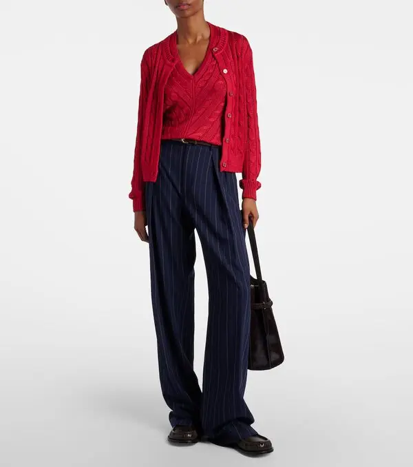 Ralph Lauren Cable-knit Silk Cardigan - Red