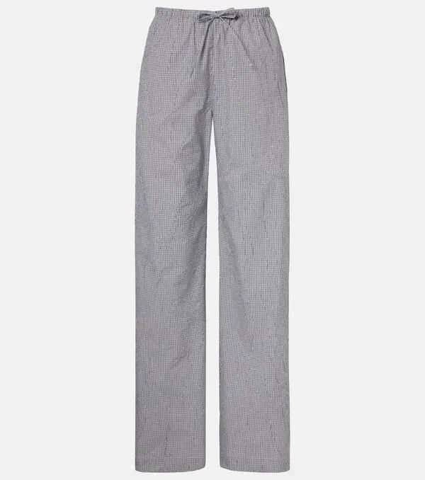 RÓHE Checked Cotton-blend Pajama Pants - Grey