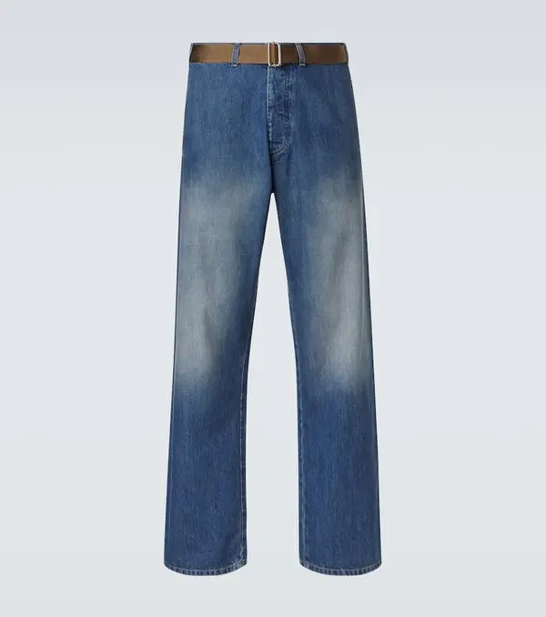 Plan C Belted Straight Jeans
