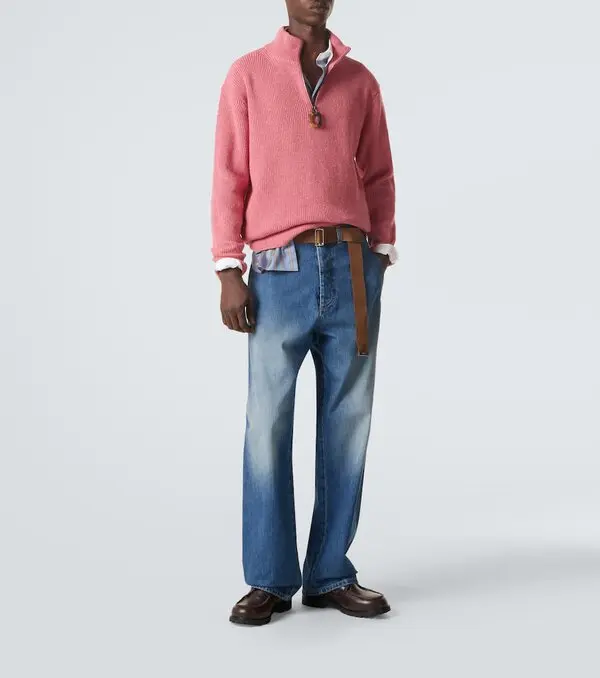 Plan C Belted Straight Jeans