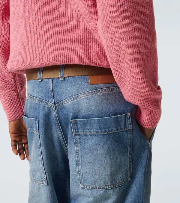 Plan C Belted Straight Jeans