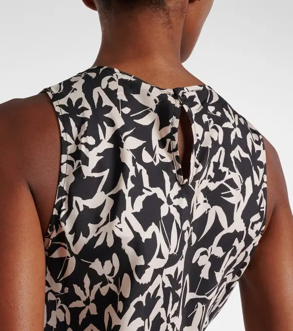 Asceno Valencia Printed Silk Twill Maxi Dress