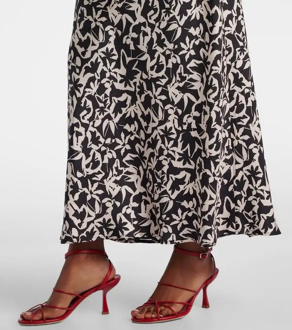 Asceno Valencia Printed Silk Twill Maxi Dress