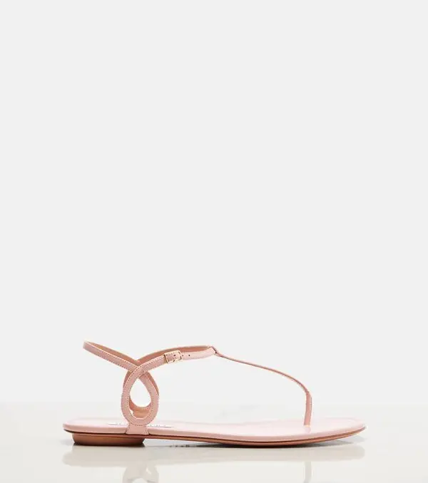 AQUAZZURA Almost Bare Leather Thong Sandals - Pink