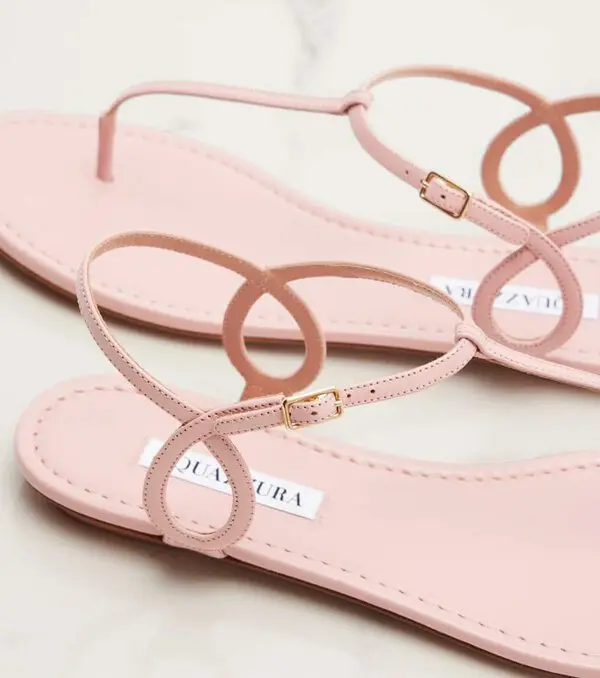AQUAZZURA Almost Bare Leather Thong Sandals - Pink