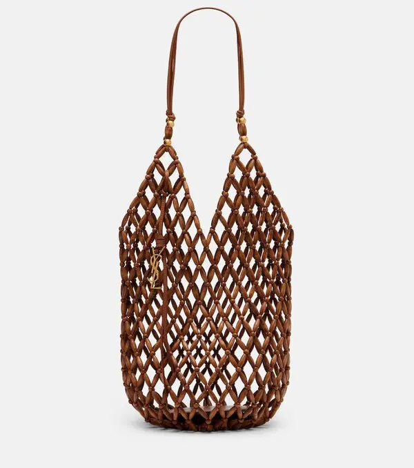 Saint Laurent Supple Beaded Tote Bag - Brown
