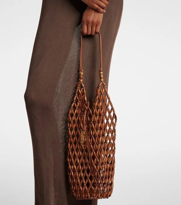 Saint Laurent Supple Beaded Tote Bag - Brown