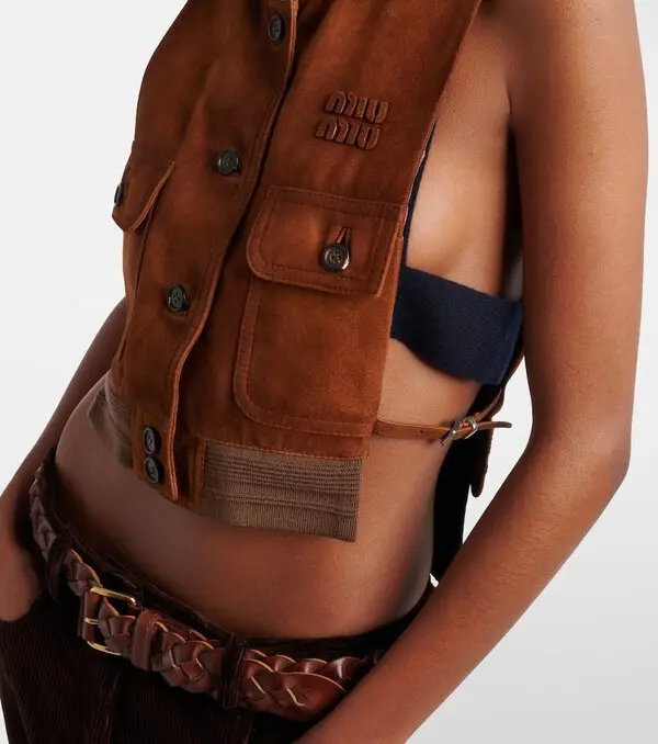 Miu Miu Suede Vest - Brown