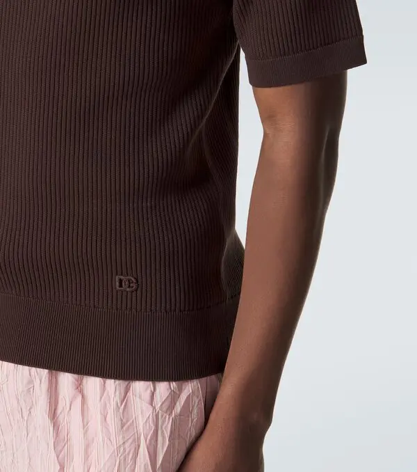 Dolce & Gabbana Ribbed-knit Cotton Polo Sweater