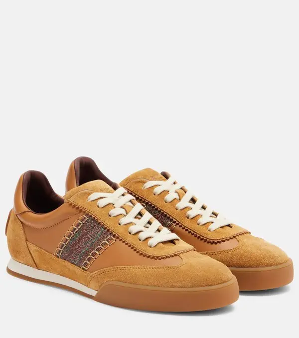 Etro Pegaso Leather Sneakers - Brown