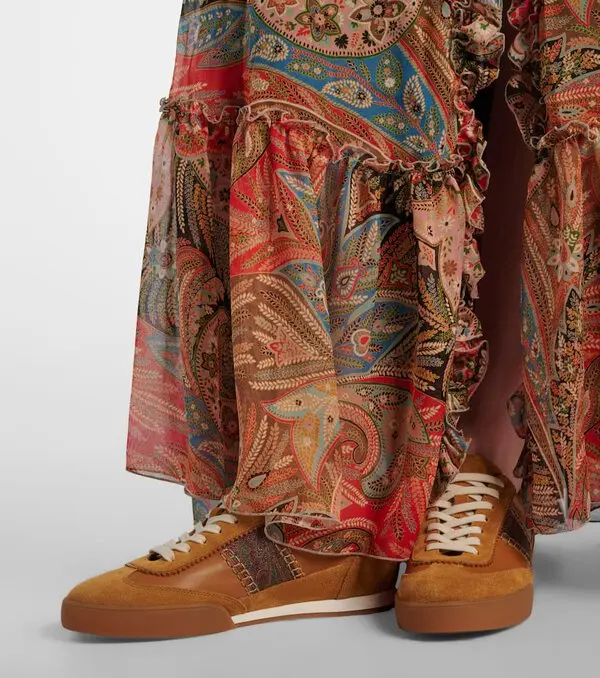 Etro Pegaso Leather Sneakers - Brown