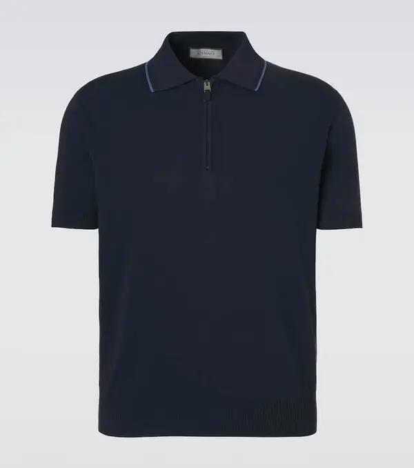 Canali Cotton Zip-up Polo Shirt
