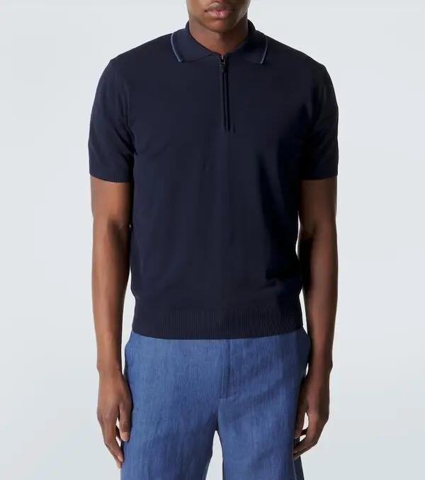 Canali Cotton Zip-up Polo Shirt