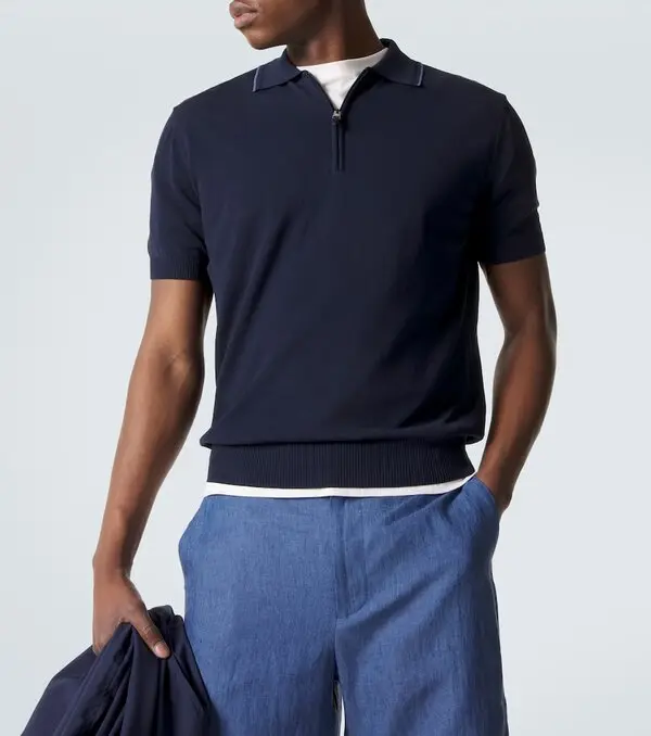 Canali Cotton Zip-up Polo Shirt
