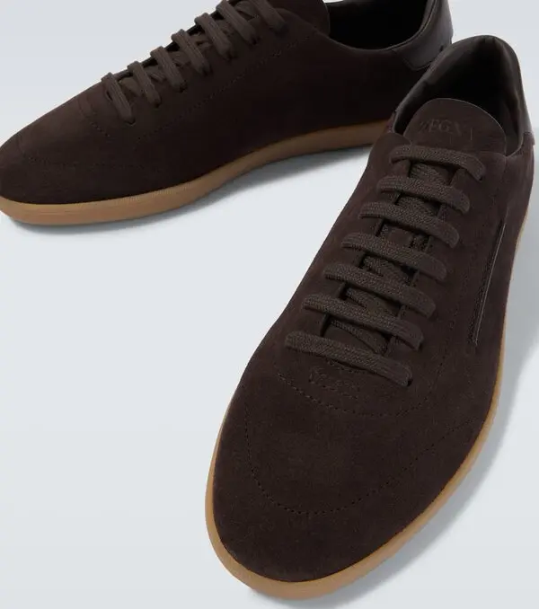 Zegna 232 Suede Lace-up Sneakers - Brown