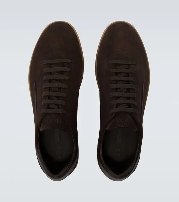 Zegna 232 Suede Lace-up Sneakers - Brown